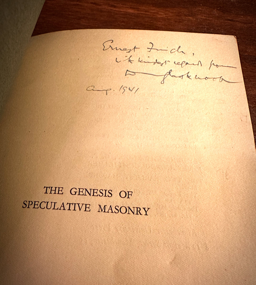 The Genesis of Speculative Masonry [Signed] by Douglas Knoop – The Rose Books & Obscurities
