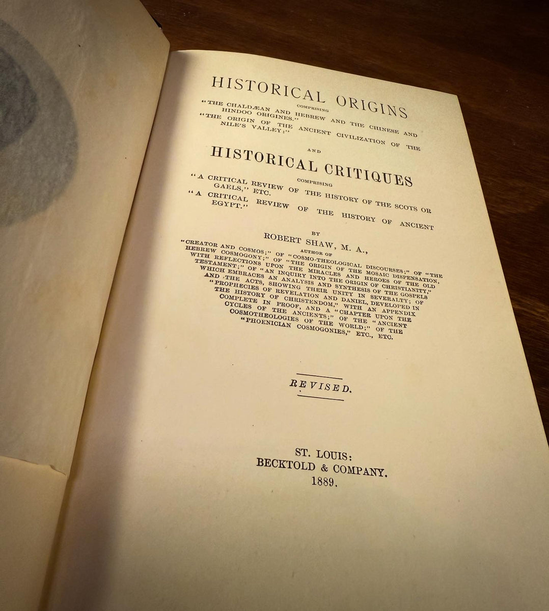 Historical Origins and Critiques by Robert Shaw – The Rose Books ...