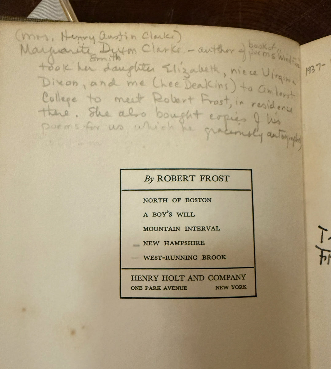 Selected Poems [Signed Poetic Inscription] by Robert Frost – The Rose ...