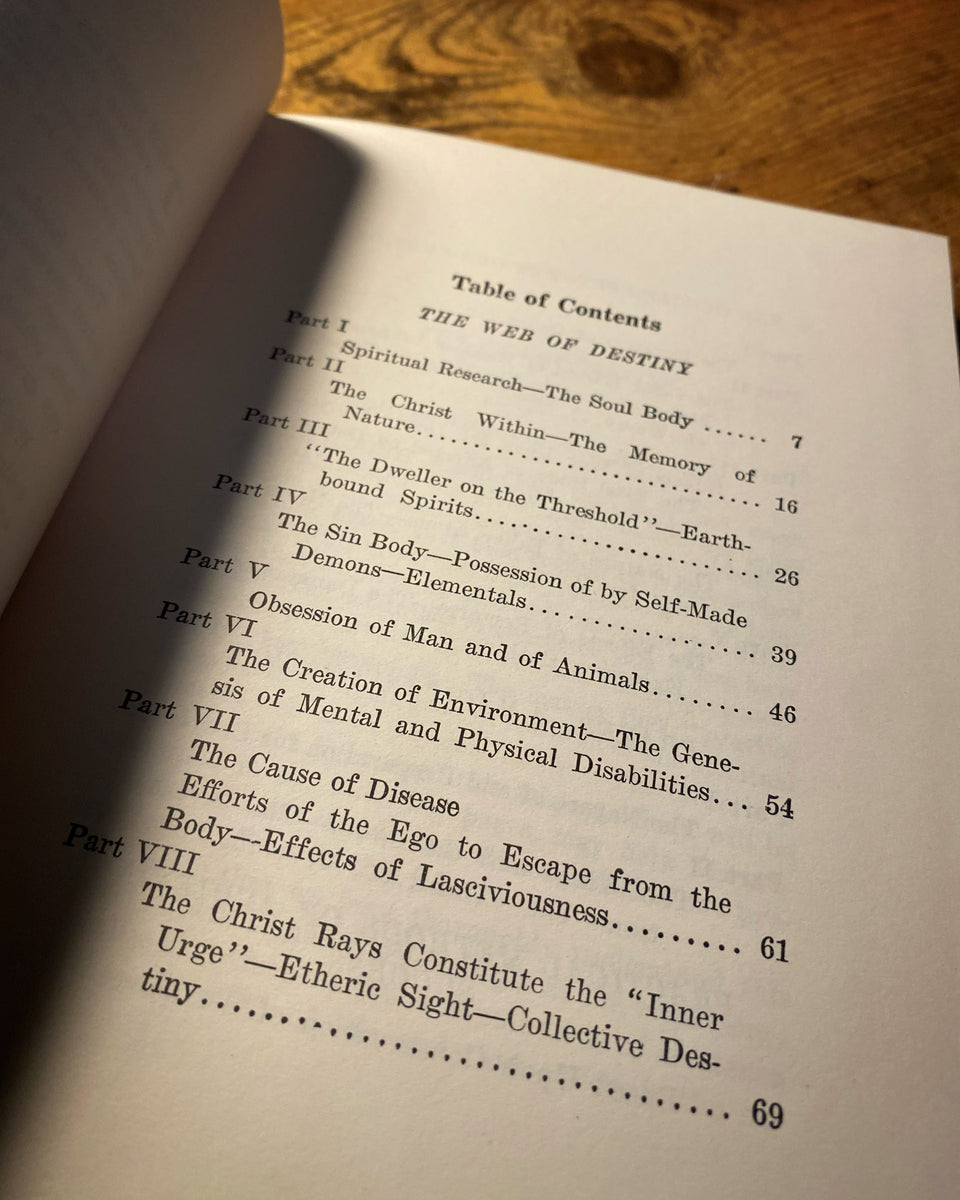 The Web of Destiny by Max Heindel – The Rose Books & Obscurities